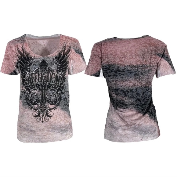 Affliction | Tops | Affliction Womens Tshirt Turquoise Pass Vneck Biker ...